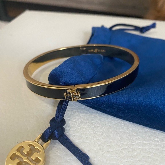 Tory Burch | Jewelry | Tory Burch Kira Enamel Bangle In Black | Poshmark